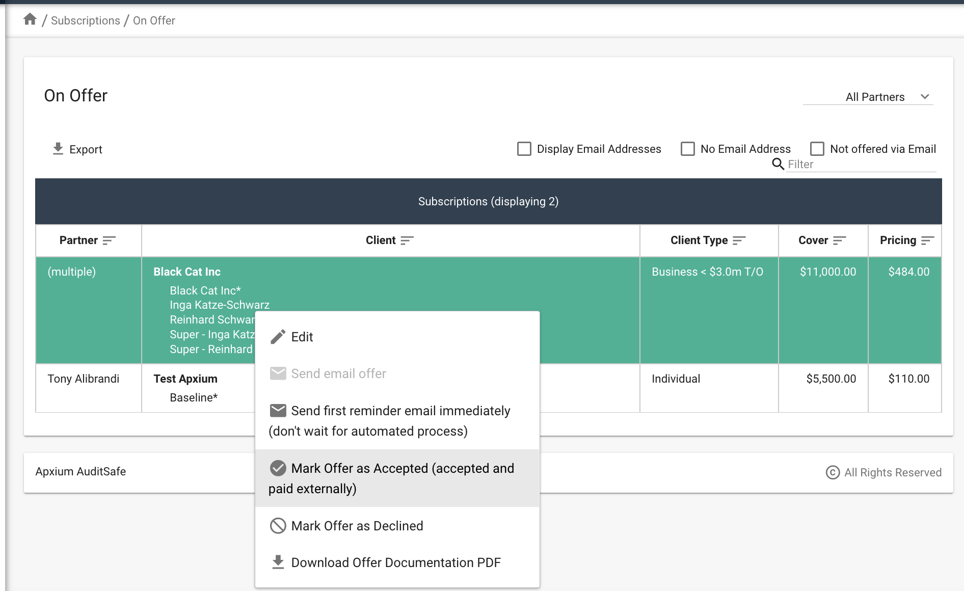 Manual Acceptance & Decline of Offer
